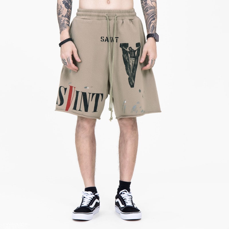 High street monogrammed casual shorts with loose edges. | Best Custom ...