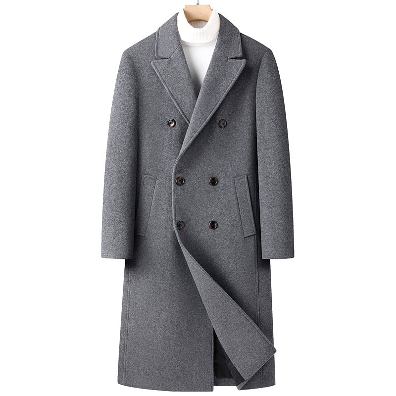Slim-Fit Formal Double-Breasted Wool Trench Coat | Best Custom ...