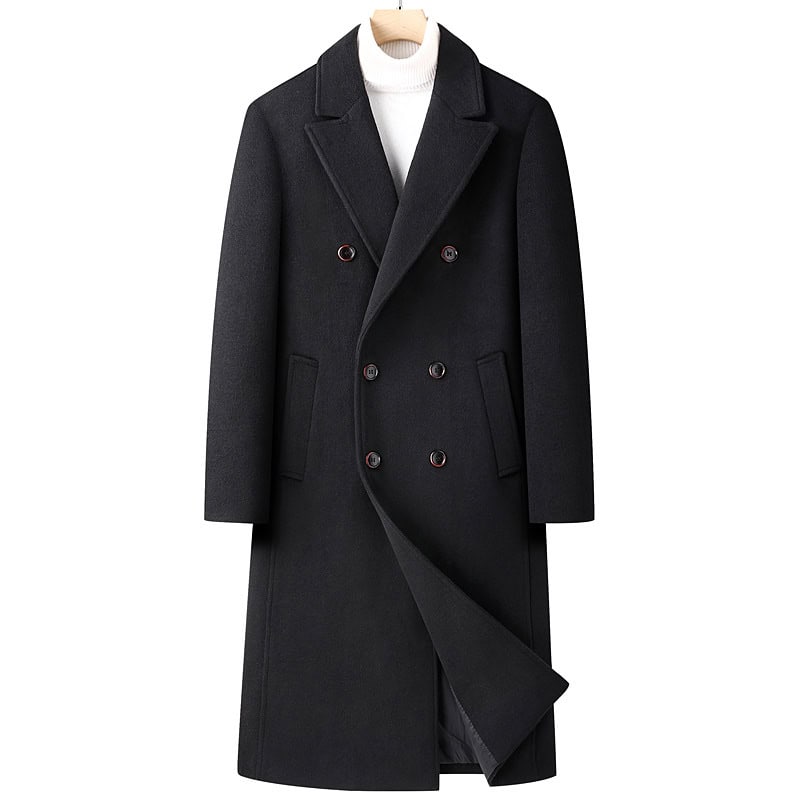 Slim-Fit Formal Double-Breasted Wool Trench Coat | Best Custom ...