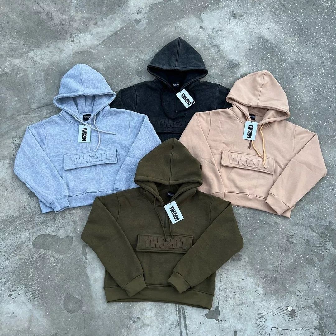 Men's Letter Loose Fit Embossed Hoodie | Best Custom Streetwear ...
